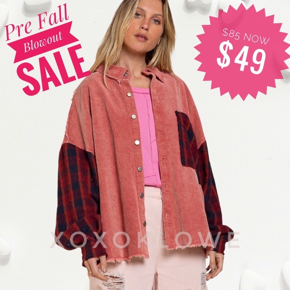 POL | Jackets & Coats | Pol Oversized Corduroy Plaid Shacket | Poshmark